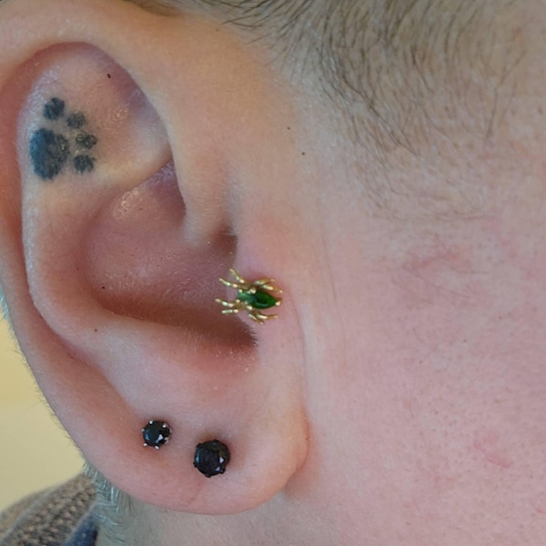 Silver Spider Chrome Diopside Tsavorite Labradorite Earring Dainty ...