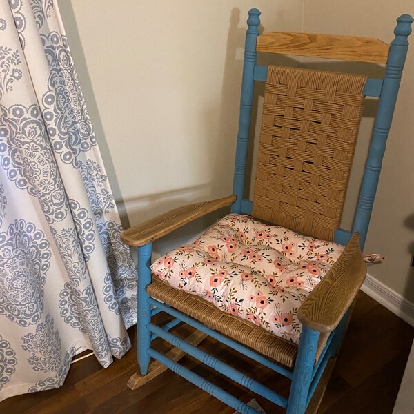 Pink Chair Cushion, Tufted Pad, Pastel Watercolor Floral, Trendy ...