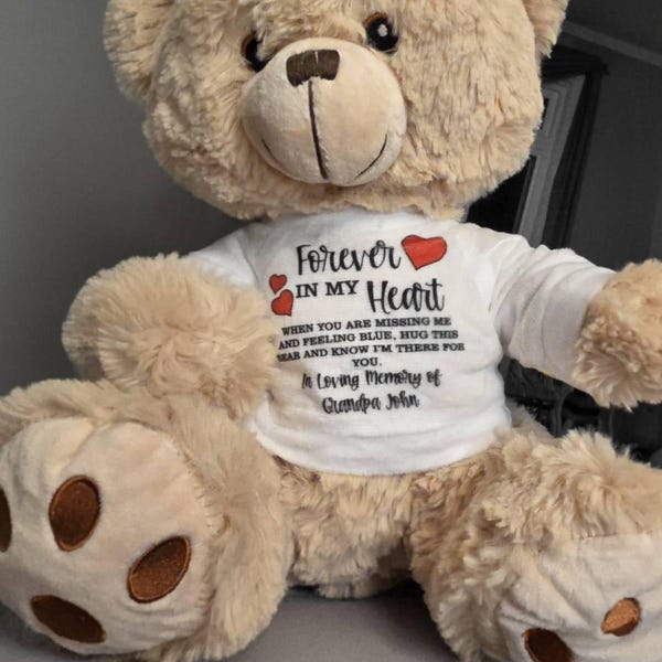 Custom Memorial Teddy Bear, in Loving Memory Teddy Bear, Sympathy Bear ...