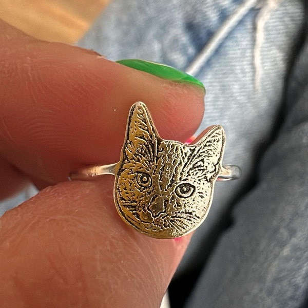 Custom Pet Portrait Ring • Your Pet Ring • Personalized Pet Ring • Cat ...