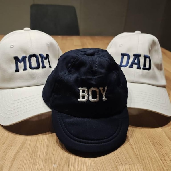 Dad, Mom, Mini | Matching Hats | Set of Three Hats | Machine Embroidery ...