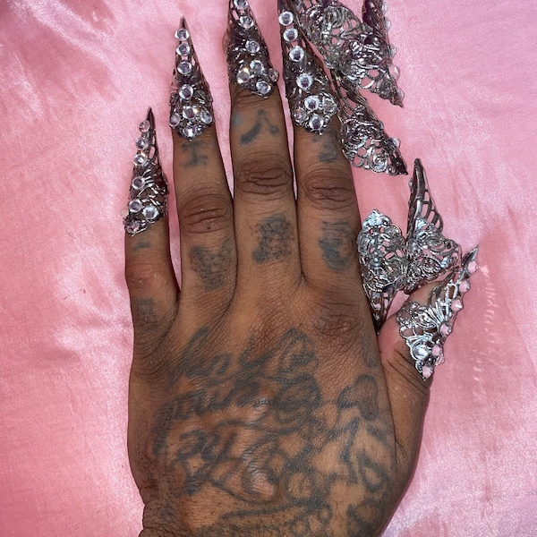 Silver Claw Rings,silver Nails,claw Rings,silver Nail Guards,metal ...