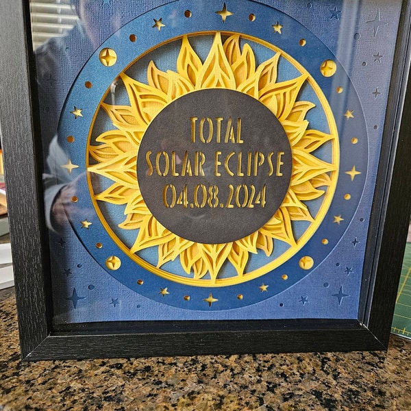 3D SOLAR ECLIPSE SVG - Eclipse 2024 Shadow Box - for Cricut - for ...