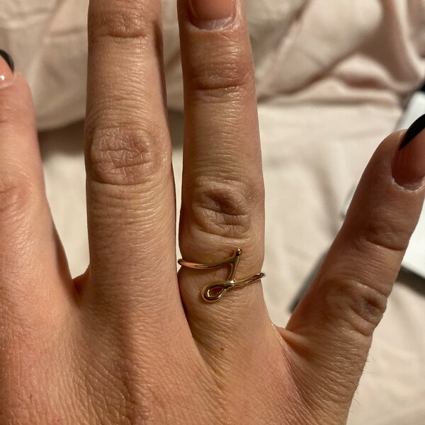 100% Handmade Handwriting Initial Letter Gold Ring • Personalized ...