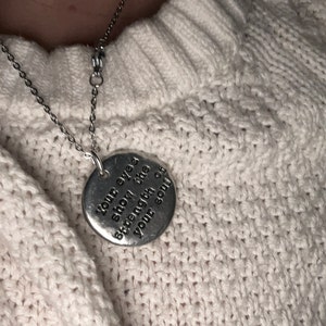 Custom Hand Stamped Pewter 1 Inch Circle Necklace Choose Your Phrase ...