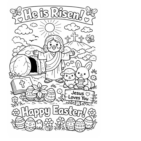 Christian Easter Coloring Pages for Kids, Bible Verse Resurrection ...
