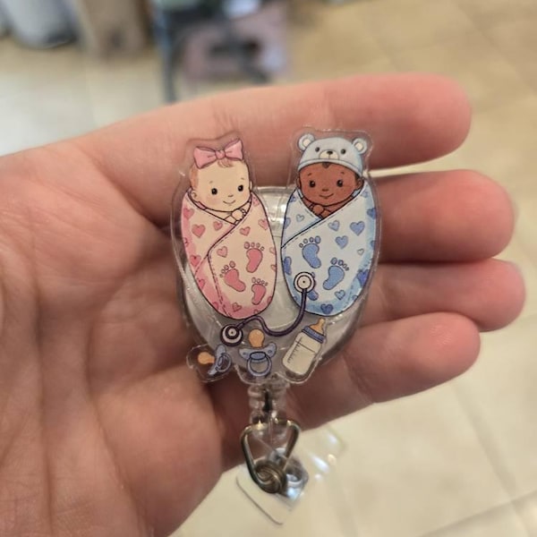 Floral Fetus Badge Reel, L&D Nurse Gift, Labor Delivery Nurse Accessory ...