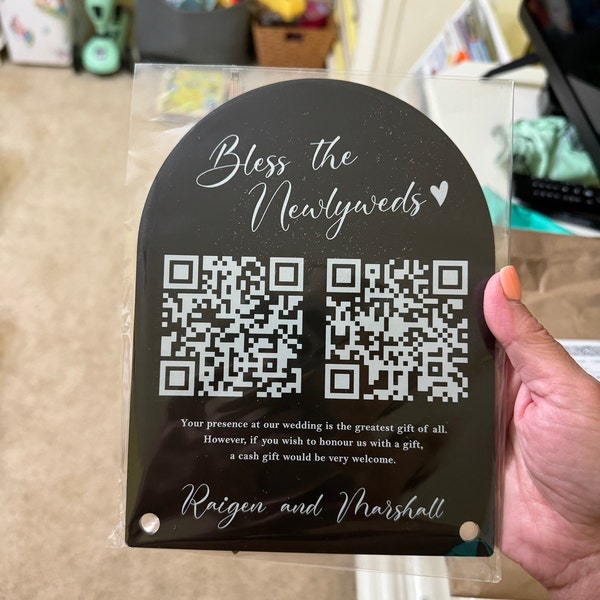 Arched QR Code (wedding Sign) - 6x7.75" Scannable Acrylic Sign, Wedding ...