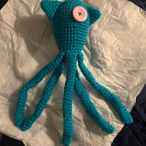Crocheted One Eyed Octopus Bright Turquoise - Etsy