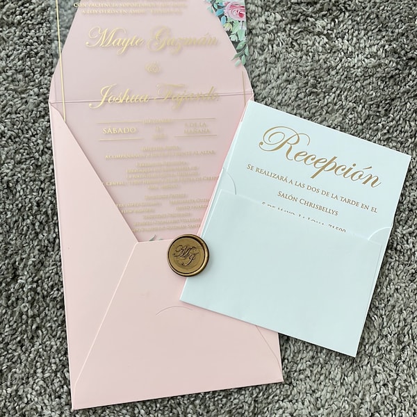 Pocket Envelope Set, Acrylic Invitations, Clear Invitations, Wedding ...