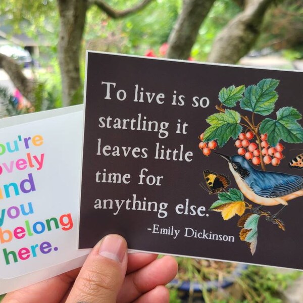 Emily Dickinson Poem Sticker - "to Live is so Startling It Leaves ...