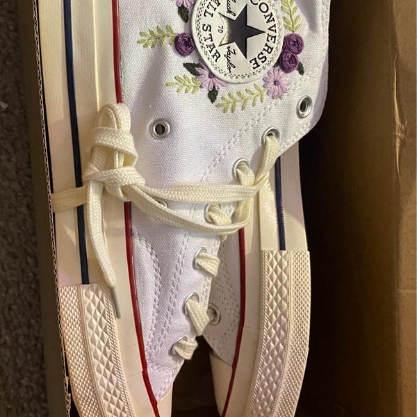 Custom Converse Chuck Taylor Blue Flower Embroidered Converse Shoes ...