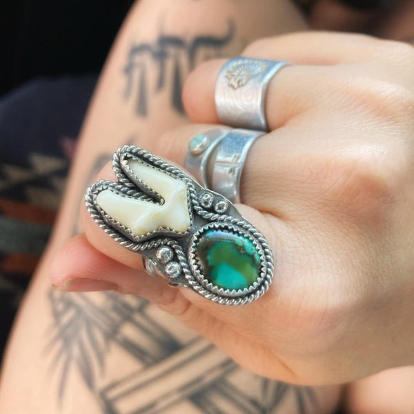 Coyote Bone Handmade Sterling Silver Ring - Etsy