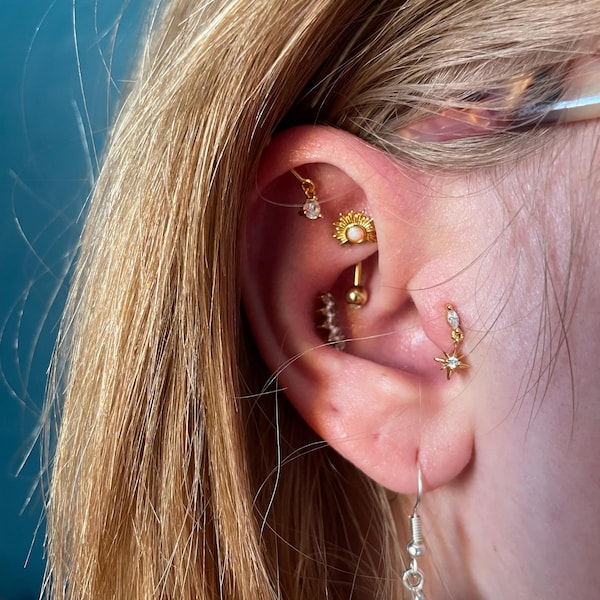 S925 Helix Earrings Stud, 16g Helix Piercing Jewelry, 6mm Cartilage ...