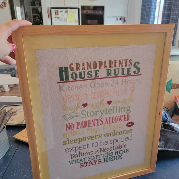 Grandparents House Rules Sign Cross Stitch Pattern, Gift for ...