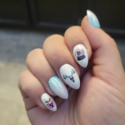 Nail Decal 2D Foliage/ White Flowers/ Floral/ Flower Nails/ Nail Art ...