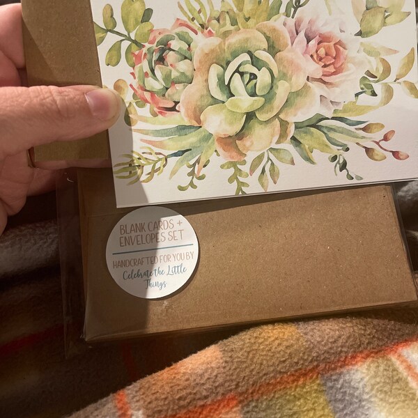 Succulent Card Set . Watercolor Blank Cards, Note Cards . Greeting ...
