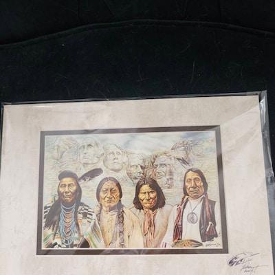 Native Mount Rushmore American// original Founding Fathers Art Print ...