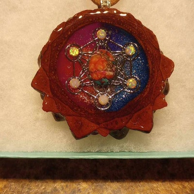 Supernova With Opal & Mandala Pinecone Pendant Necklace Sacred Geometry ...