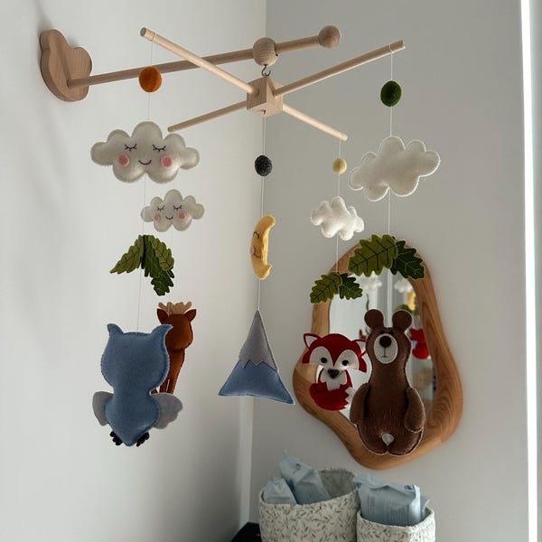 Baby Mobile "forest Animals". Baby Mobile, Baby Shower Gift, New Baby ...