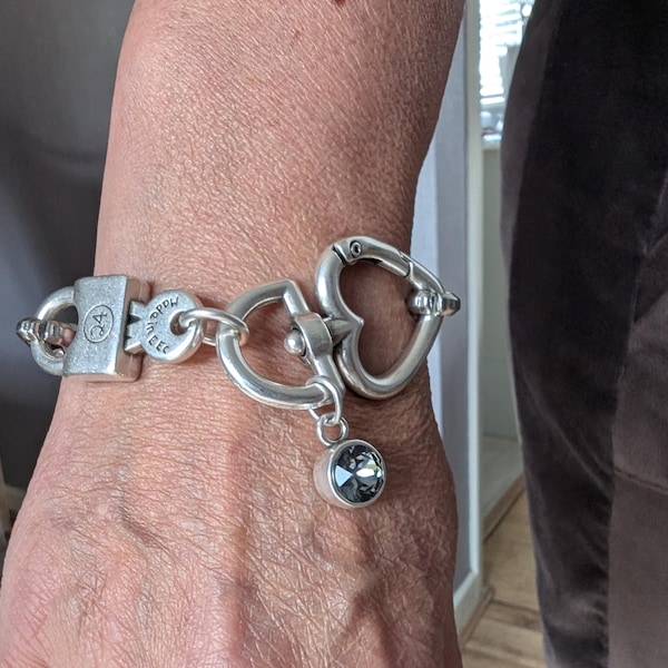 Stainless Steel Swarovski Padlock Bracelet, Oval Link Chain Bracelet ...