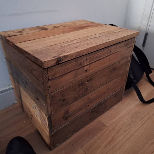 Rustic Wooden “log Store” Box With Hinged Lid. - Etsy UK