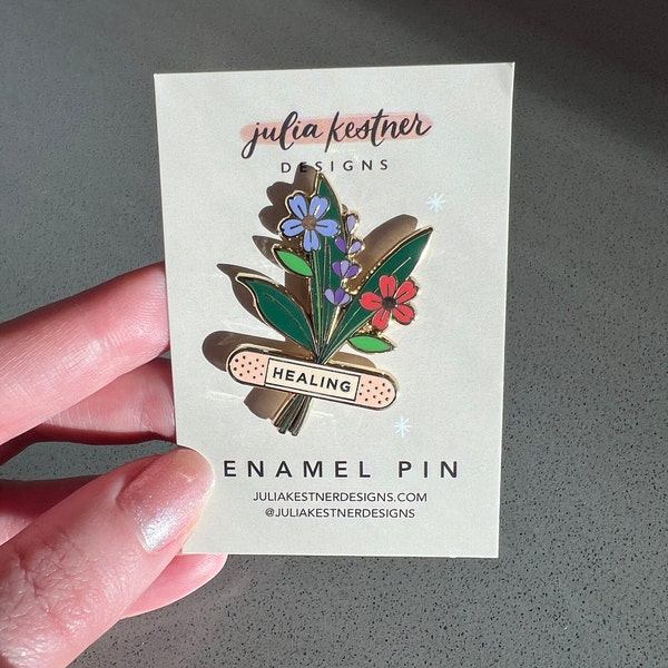 Healing Enamel Pin | Floral Enamel Pin | Mental Health | Self-care ...