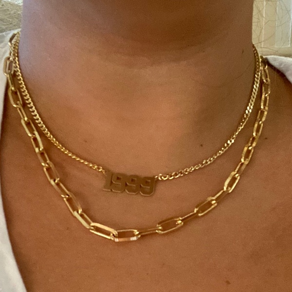 Year Necklace , Date Necklace , Gold Name Necklace , Personalized ...