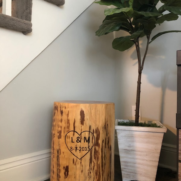 Customized Engraved Solid Side Table - Reclaimed - Etsy