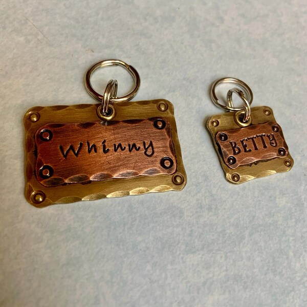 Large Dog Tag - Personalized Pet ID Tag With Hand Stamped and Engraved ...