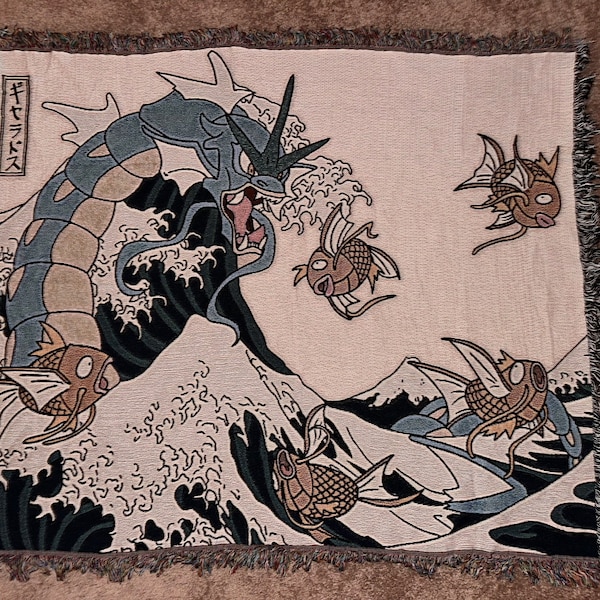 Gyarados Great Wave Woven Blanket | Anime Poison - Etsy