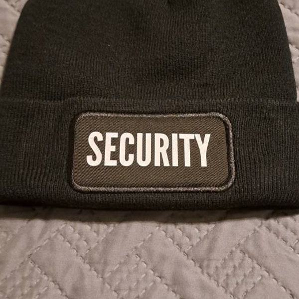 SECURITY Unisex Adult Patch Beanie Hat Winter Outdoor Night Acrylic ...