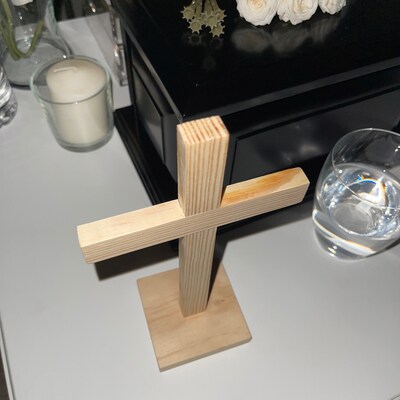 8.5 Stand up Cross, Cross With Base, Handmade Stand up Cross, Stand up ...