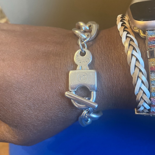 Oversized Thick Chain Womens Padlock Bracelet• Chunky Key-lock Cuban ...