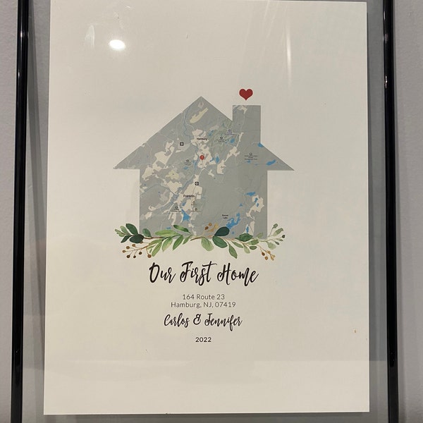 New Home Gift, Housewarming Gift for Couple, New House Map, First Home ...