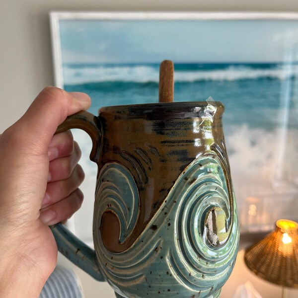 Wave Mug | Ceramic Ocean Waves Mug | Beach Mug | Tropical Mug - Etsy