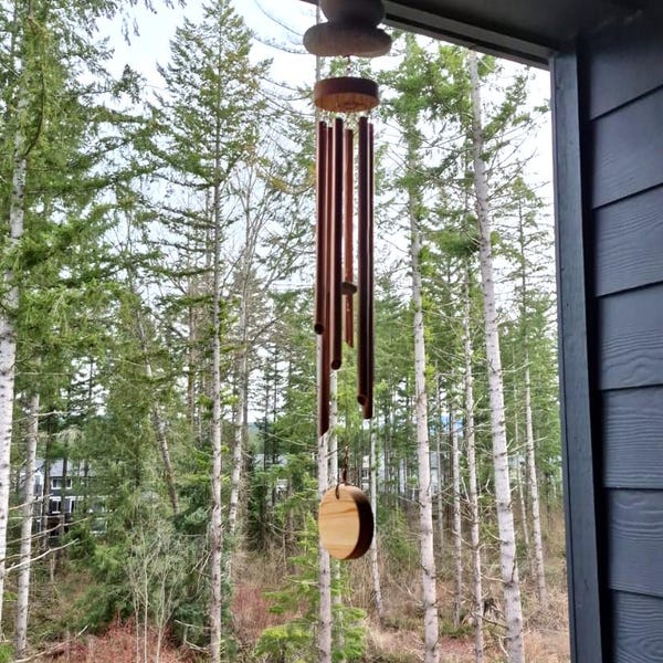 Outdoor Large Wind Chime - Seven Real Copper Chimes - Gentle Calming ...