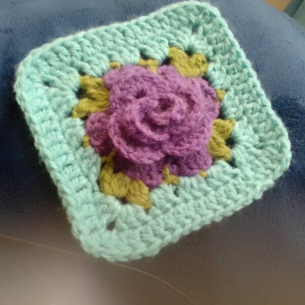 CROCHET PATTERN Rose ‘and’ Square, Crochet Rose Pattern. US Terms ...