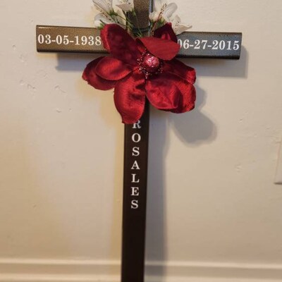 STEEL Infant Cross With Bear Figures// Infant Grave Marker// - Etsy
