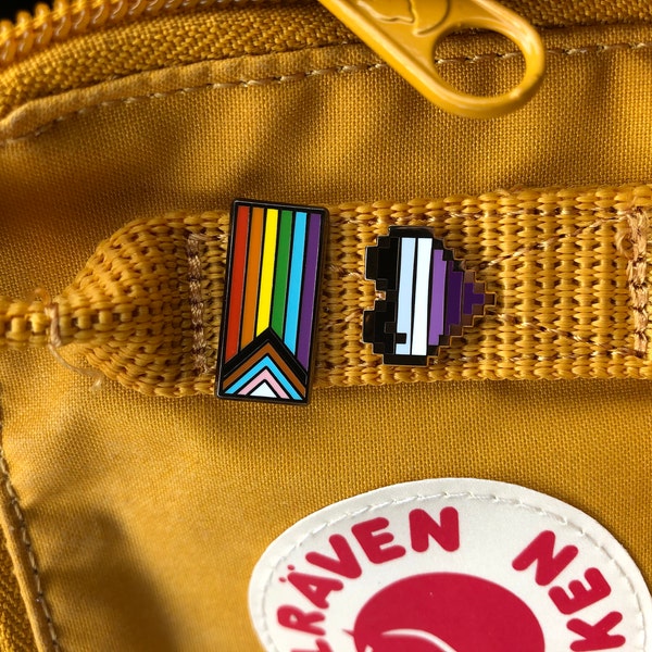 Asexual Pixel Pride Heart Pins — Subtle Flag Badge Love Gift Button ...