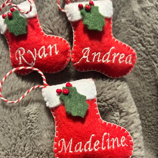 Holiday Mini Stockings Personalized, Personalized Gift Family Ornaments ...