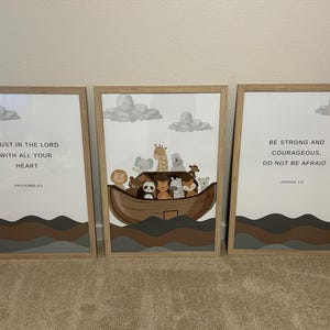 Set of 3 Christian Nursery Wall Art,noahs Ark,noahs Ark Nursery,noah ...