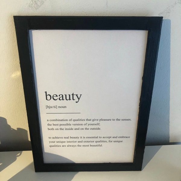 Beauty Definition, Printable, Wall Art, Printable Definition, Quote ...