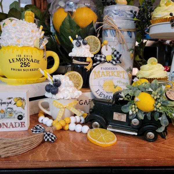 Farmhouse Truck Lemon Decor Tier Tray Small Farmhouse Summer Truck Fake ...