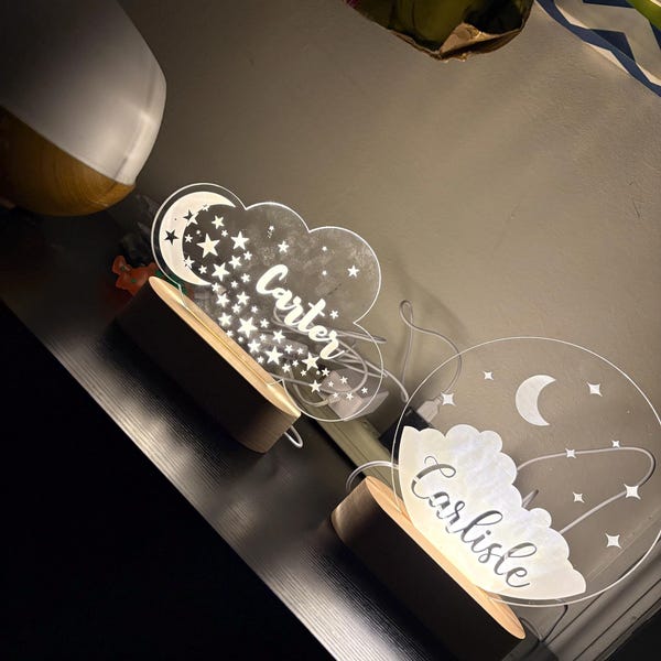 Clouds and Stars Custom Name Light | Personalized Bedroom LED Cloud ...