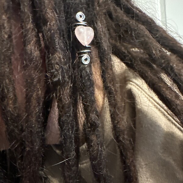 Loc Jewelry Rose Quartz Heart Dread/braid Charm Dreadlock Coil Choice ...