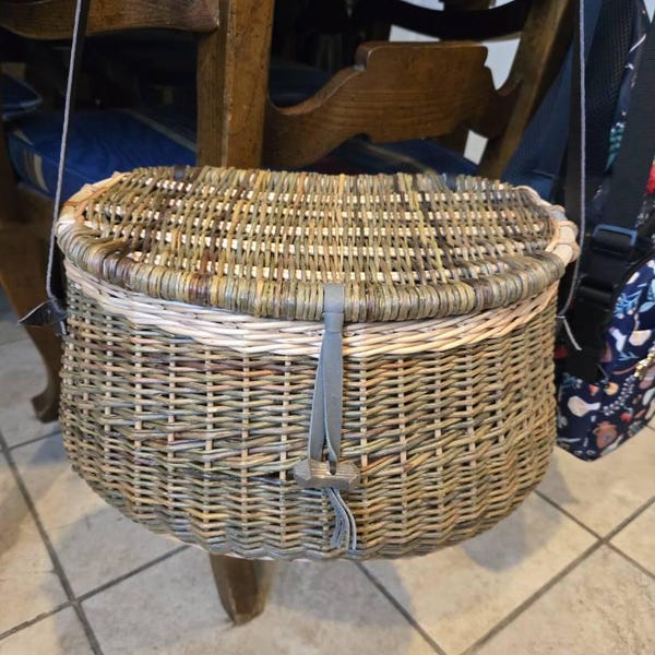 Wicker BACKPACK With Durable Leather Straps, Foraging Basket, Mushroom ...