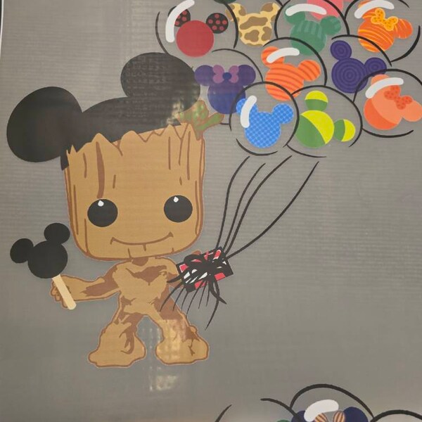 Baby Groot With Disney Balloons,disney World Guardians Dtf Transfer ...