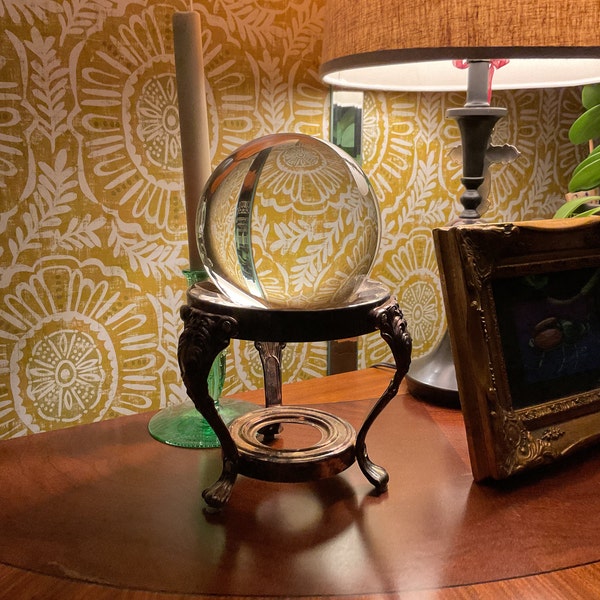 SPHERE & WOODEN STAND Large Gazing Crystal, Magic Scrying Orb ...
