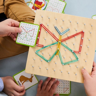 Wooden Geoboard Montessori Toys for Kids, Graphical Mathematical ...